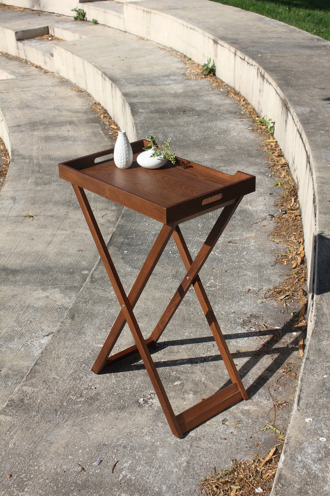 Large Butlers Tray Stand With Cutout Handles Solid Beech Wood - Etsy