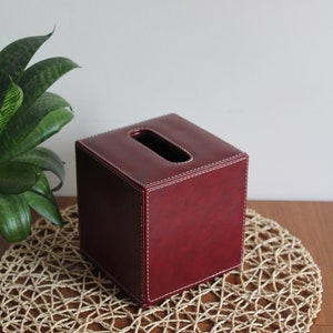 Black Cube Tissue Box W/ Excellent Stitching for Home, Elegant Faux ...