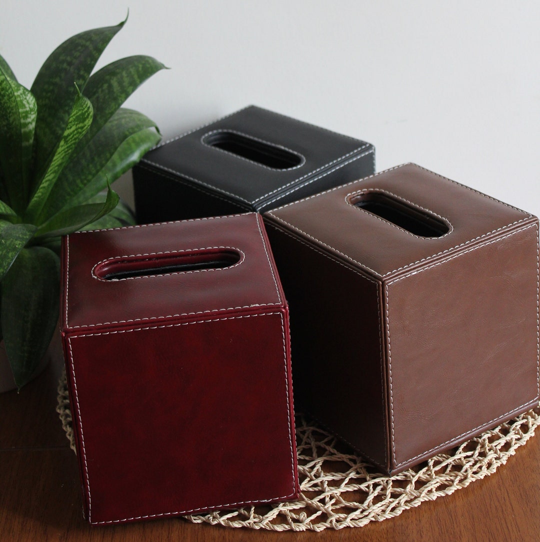 Black Cube Tissue Box W/ Excellent Stitching for Home Elegant - Etsy