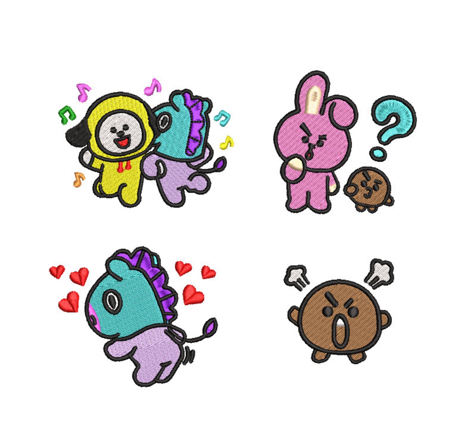 Pack BTS BT21 Dolls 16 File Embroidery Design File Dst Pes - Etsy
