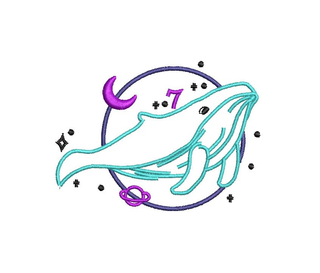 Bts Whale 4 Files Sizes File Embroidery Design File Dst, Jef, Exp, Pes ...
