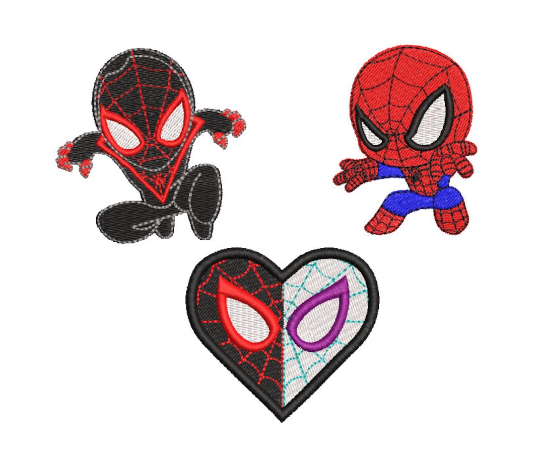 Spider Man and Spider Heart Embroidery Design File Dst, Pes, Vp3, Jet ...