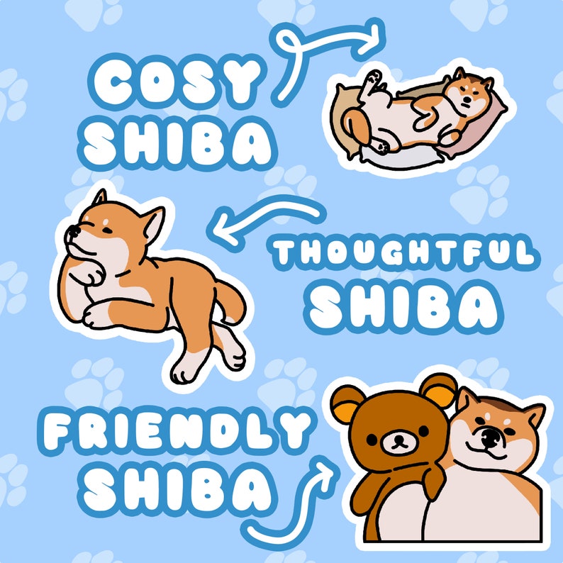 Shiba Inu Cute Sticker Pack - Vinyl Decal Stickers - 10 Stickers - Etsy
