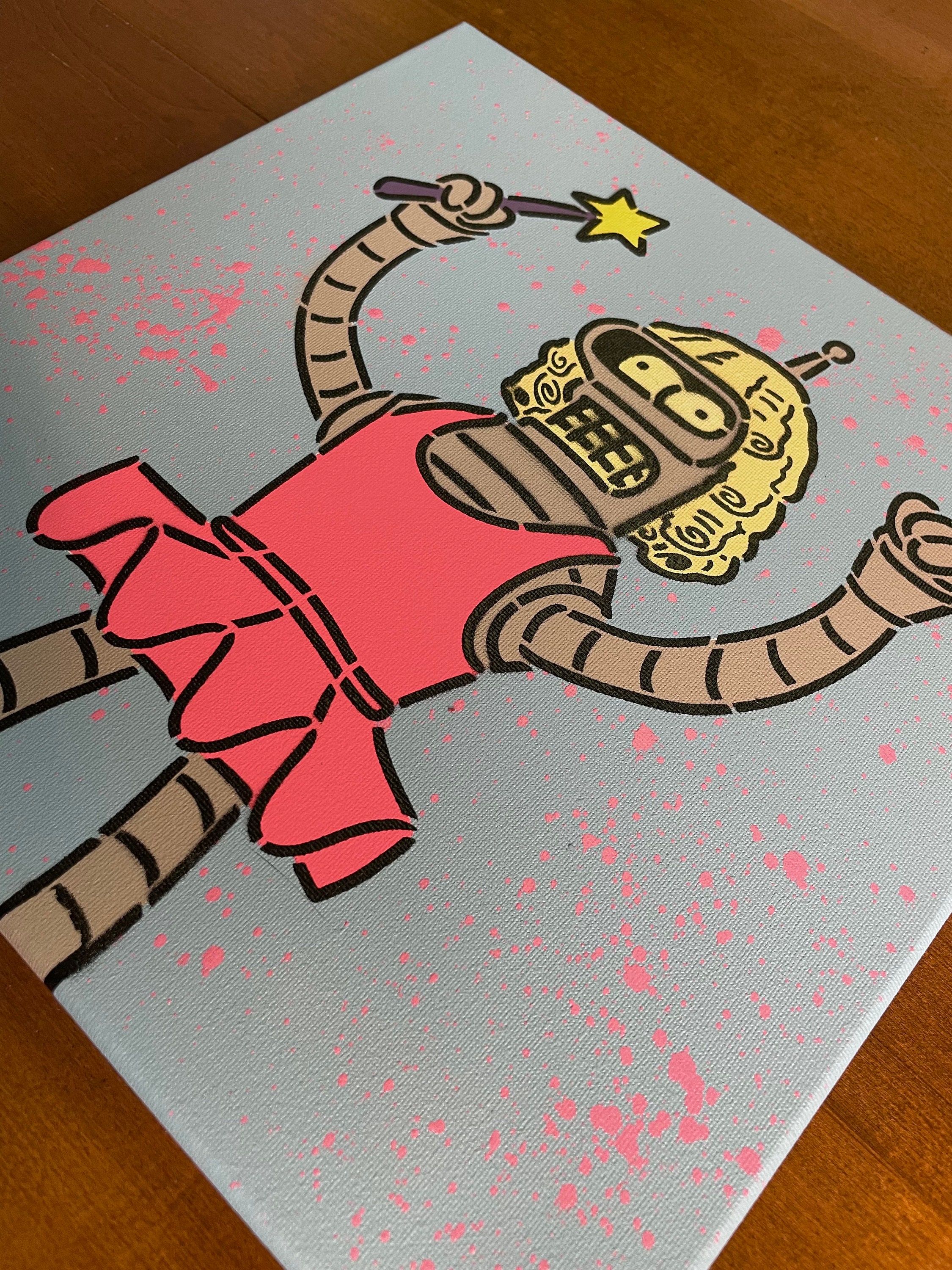 Gender Bender - Futurama Spray Paint Stencil Art - 8 Layer Painting - Etsy