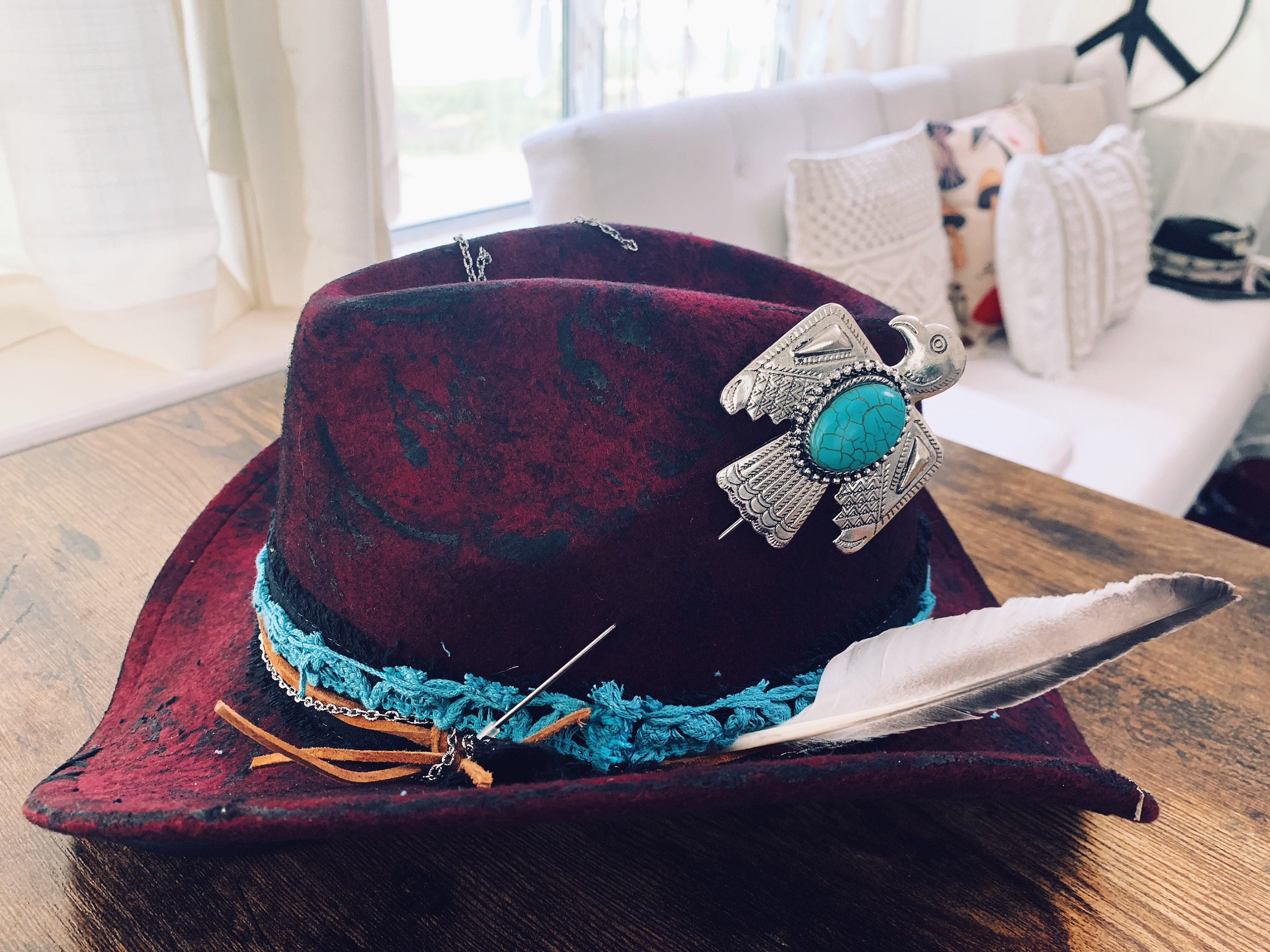 Tribal Cowboy Hat Fedora Hat Custom Hat - Etsy
