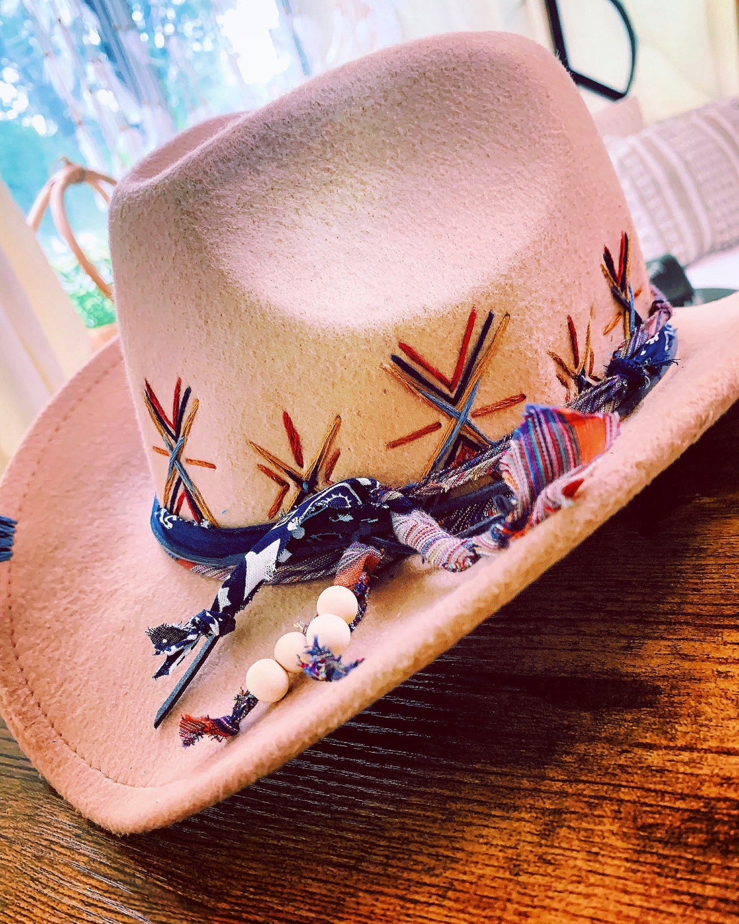 Western Design Cowboy Hat Fedora Hat Hand Embroidered Hat - Etsy