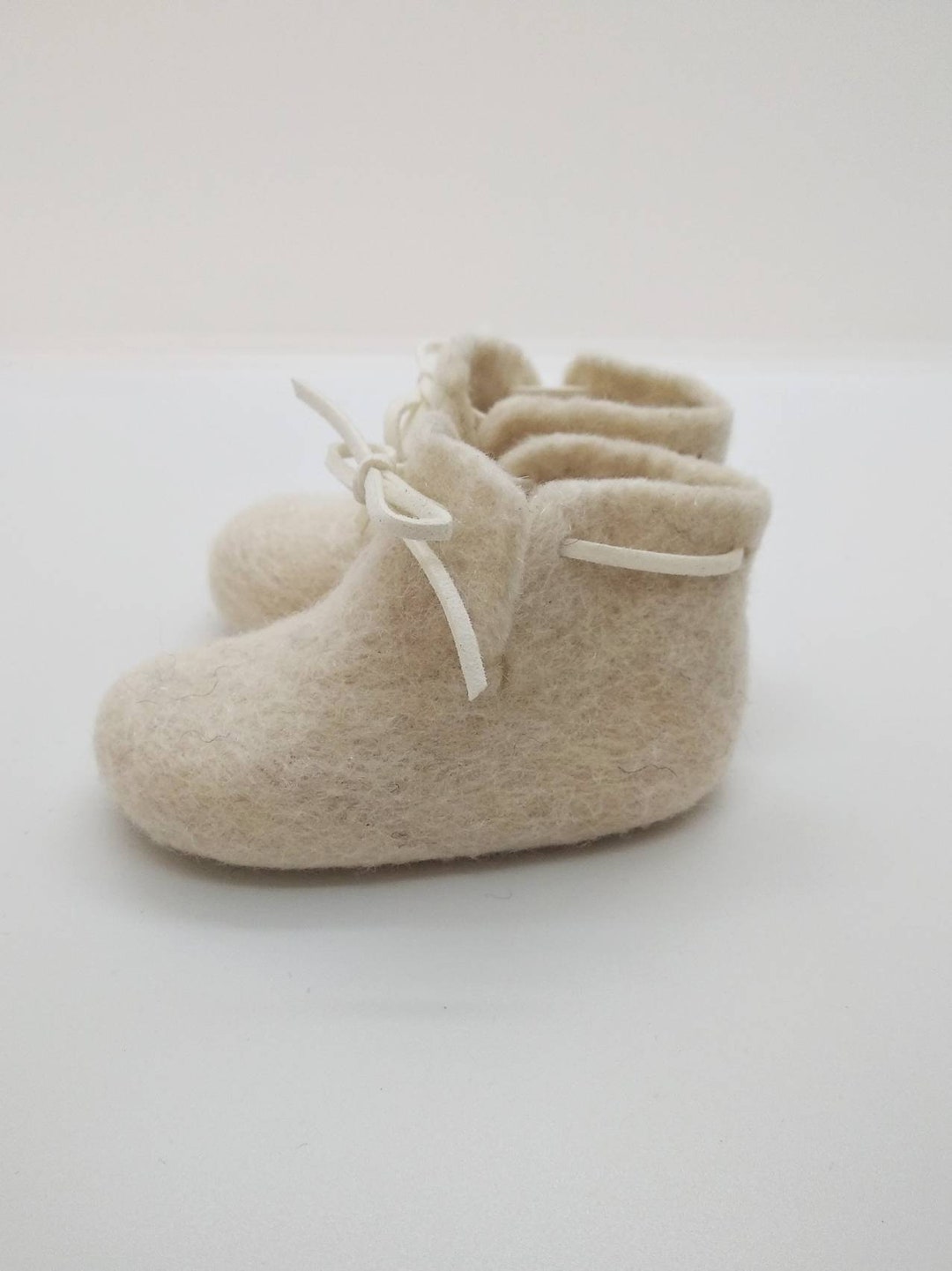 Merino Wool Baby Booties: Beige Felted Christening Shoes - Etsy