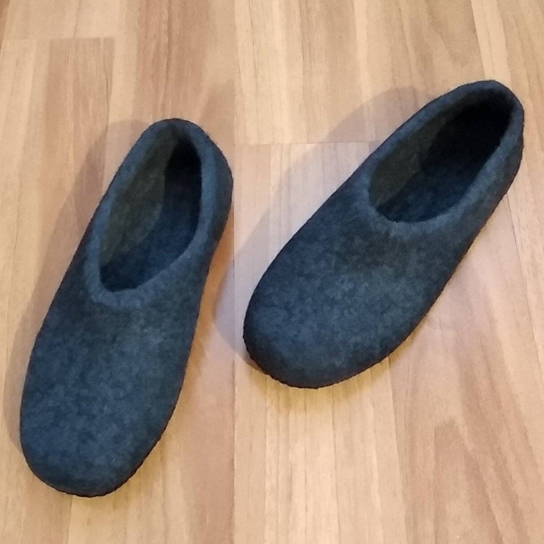 Wool Slippers Men With Leather or Rubber Sole Felt Slippers Men ...