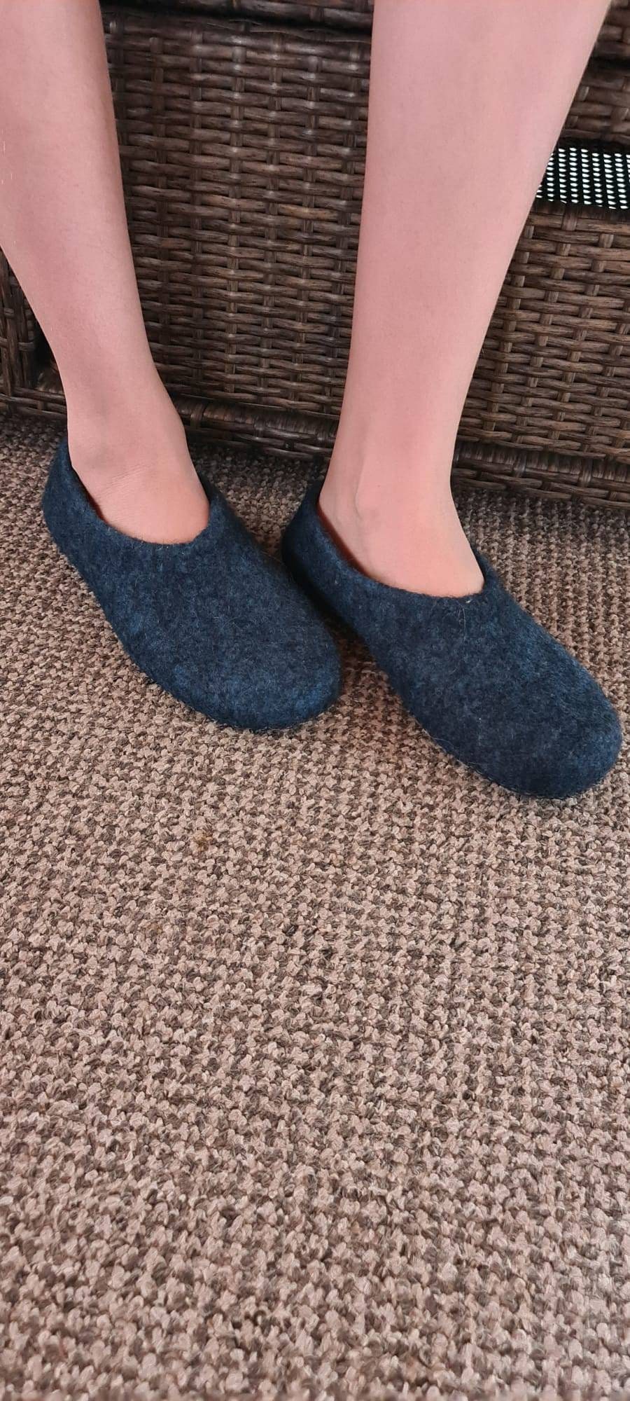 Wool Slippers Men With Leather or Rubber Sole Felt Slippers Men ...