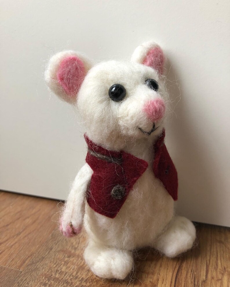 The Little White Wool Mouse in A Vest - Etsy