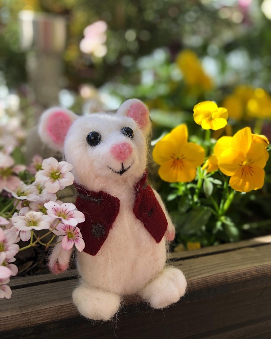 The Little White Wool Mouse in A Vest - Etsy