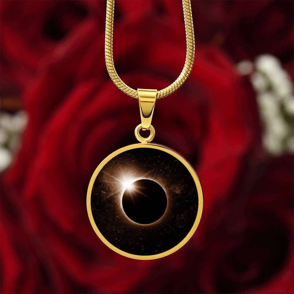Path of Total Solar Eclipse Memento Gift, 18k Gold Necklace, Gift for ...