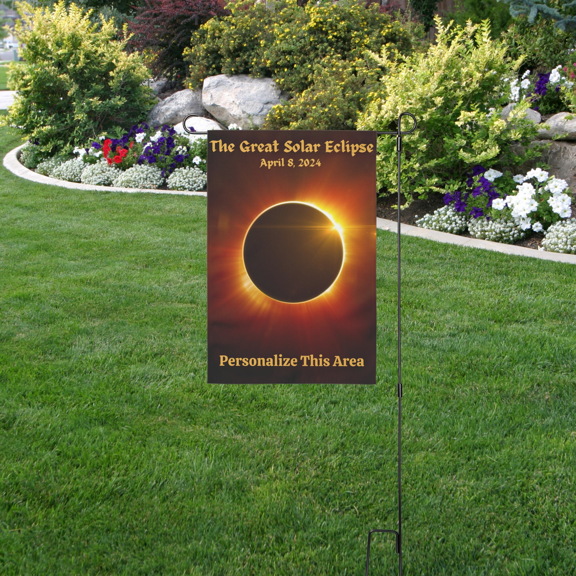 Custom Total Solar Eclipse Garden Flag, Personalized Sign, Perfect Gift ...