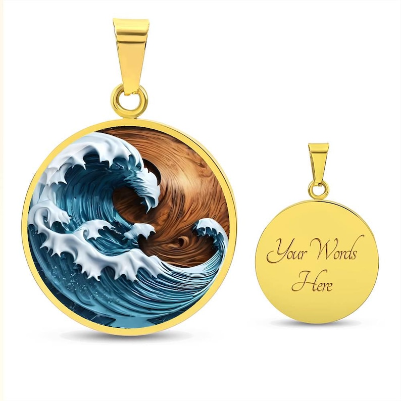 Engraved Wavenecklace, Beach Surfer Jewelry Gift-for- Her, Ocean ...