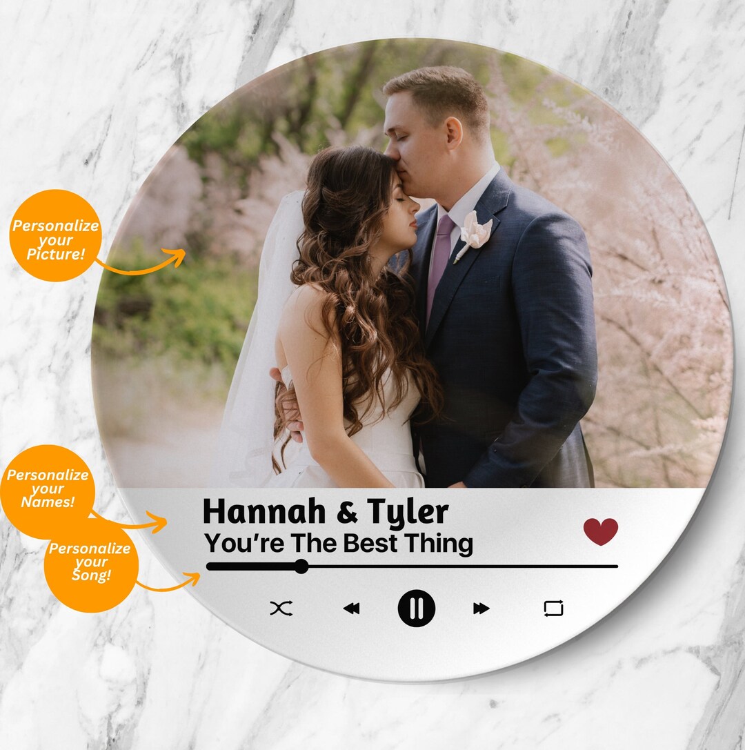 Custom Photo Wedding Song Plate, Personalized Names Picture Gift ...