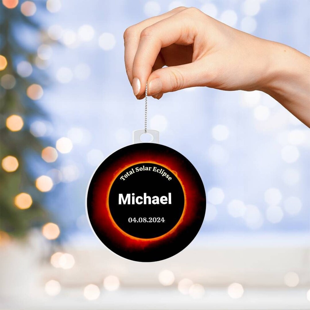 Custom Solar Eclipse 2024 Ornament, Eclipse Keepsake, Eclipse Souvenir ...
