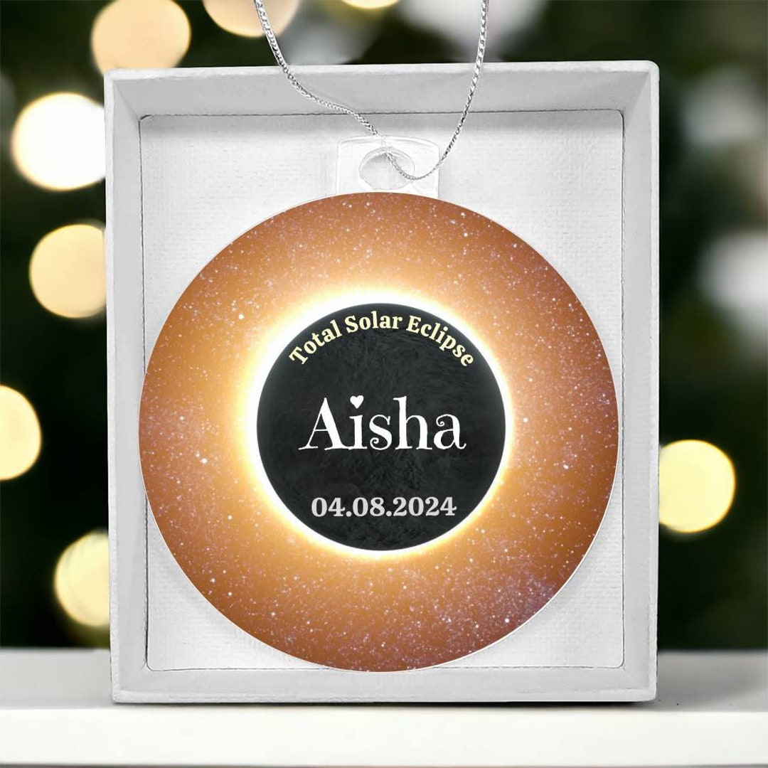 Custom Solar Eclipse 2024 Ornament, Eclipse Keepsake, Eclipse Souvenir ...