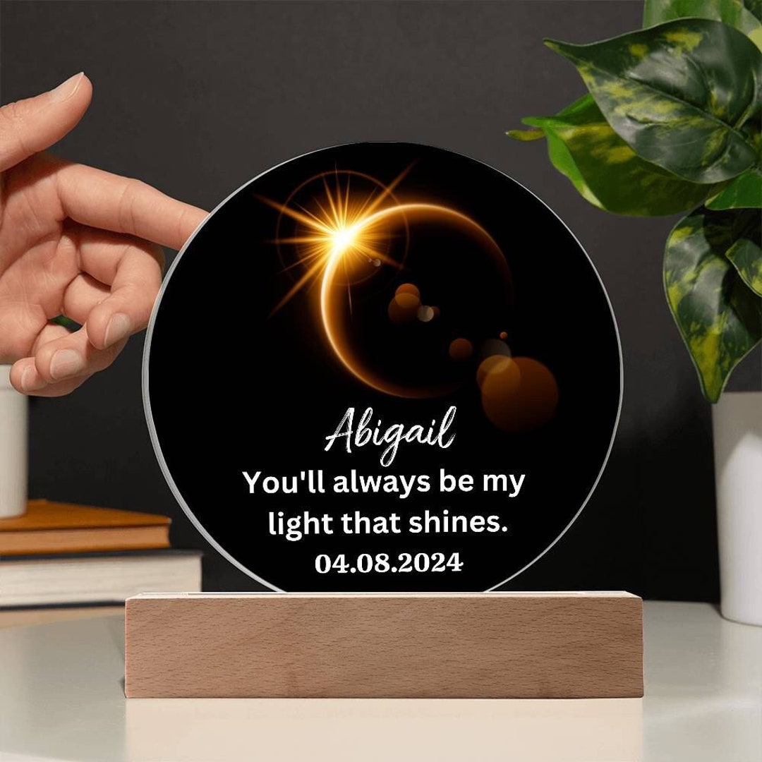 Solar Eclipse 2024 LED Sign Keepsake, Custom Eclipse Decor Gift ...