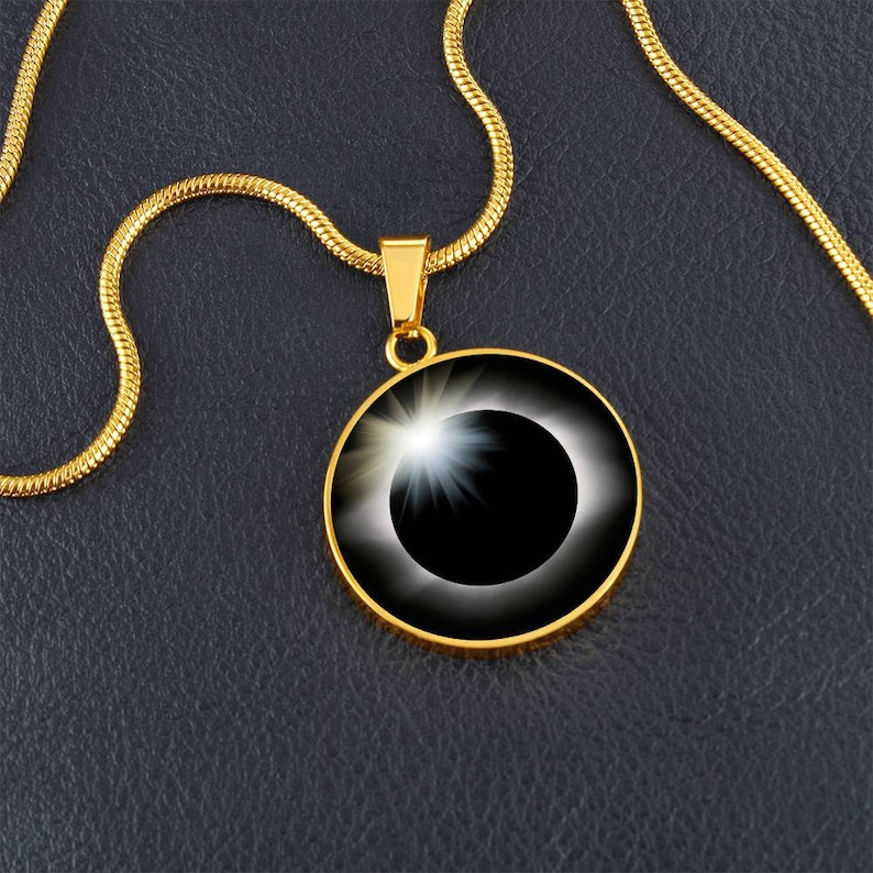 Path of Total Solar Eclipse Memento Gift, 18k Gold Necklace, Celestial ...