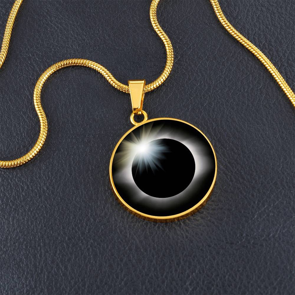 Path of Total Solar Eclipse Memento Gift, 18k Gold Necklace, Celestial ...