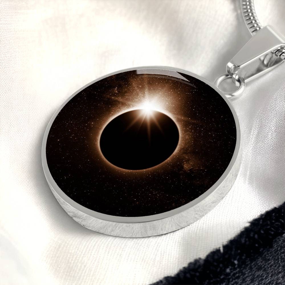 Path of Total Solar Eclipse Memento Gift, 18k Gold Necklace, Gift for ...