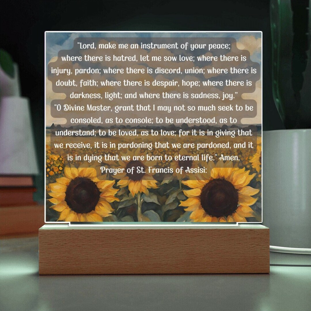 Prayer of St. Francis Art Room Decor, Prayer for Peace, Night Light ...