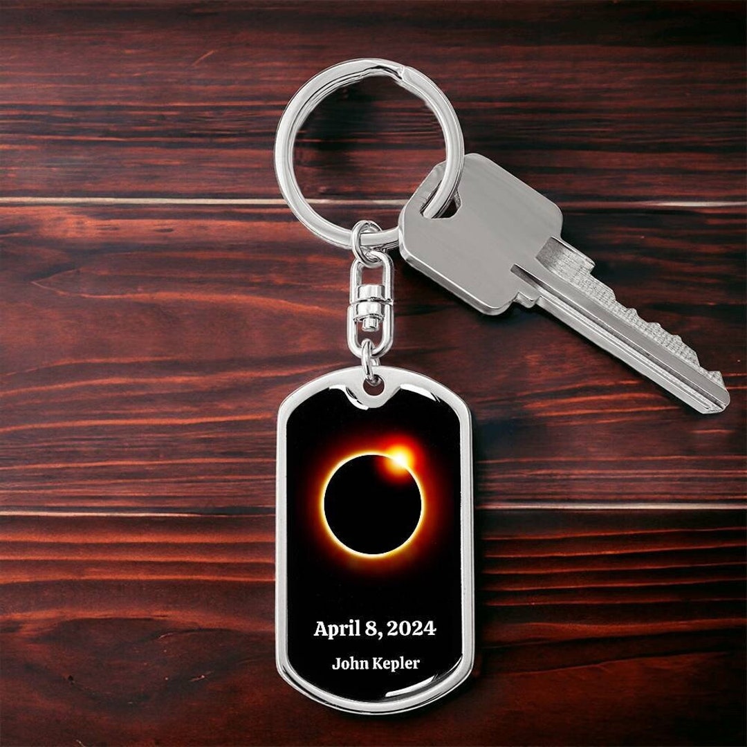 Personalized Solar Eclipse Keychain, Diamond Ring Keychain, 18k Gold ...