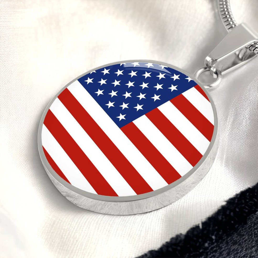 Personalized American Flag Custom Engraved Circle Graphic Pendant ...