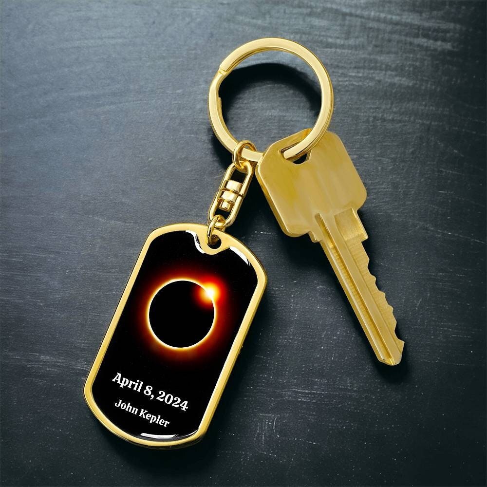 Personalized Solar Eclipse Keychain, Diamond Ring Keychain, 18k Gold ...