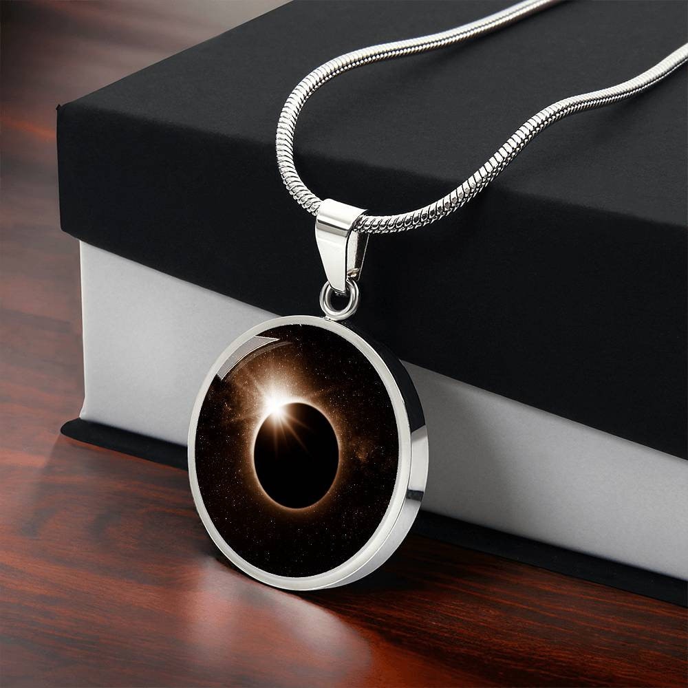 Path of Total Solar Eclipse Memento Gift, 18k Gold Necklace, Gift for ...