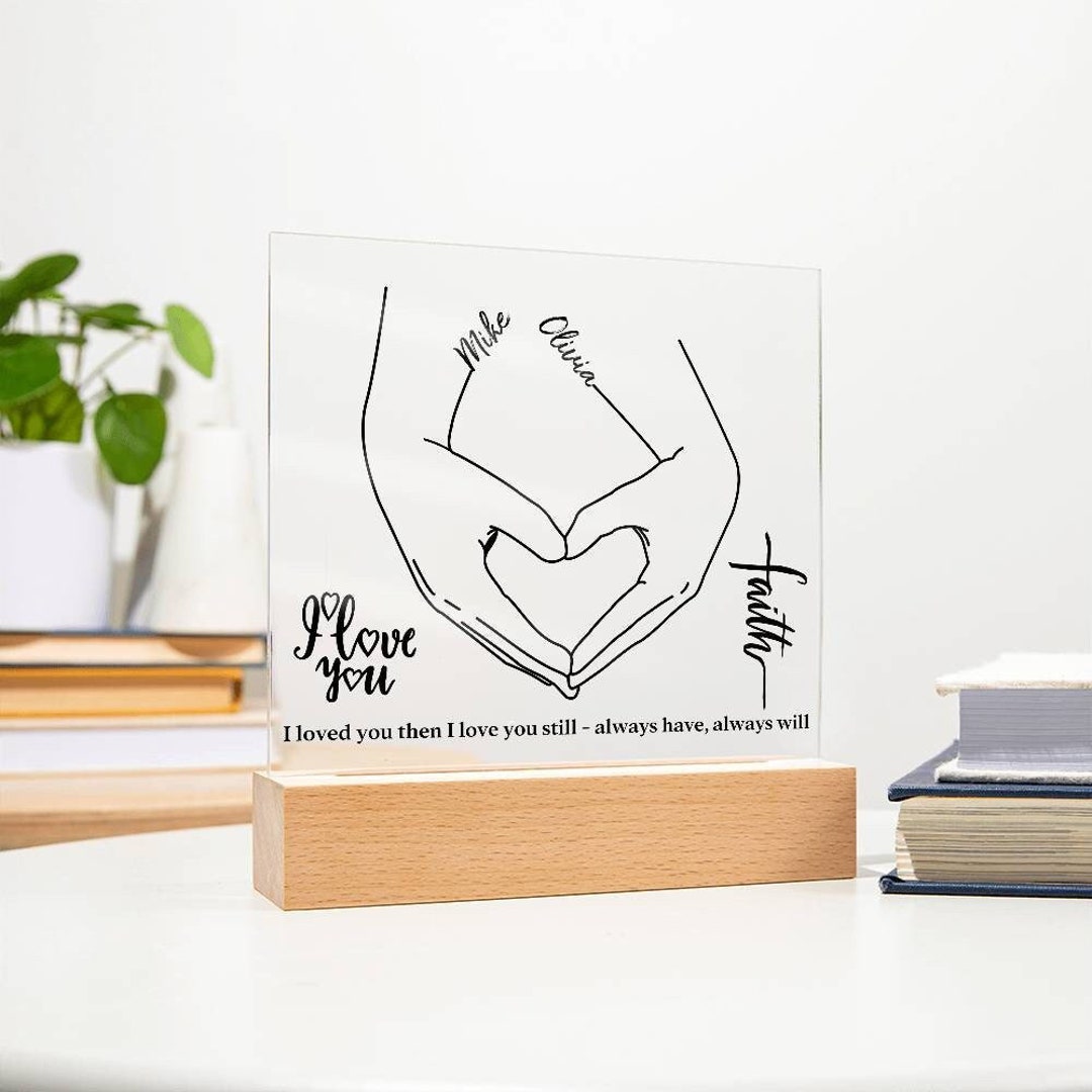 Custom Hand Holding Line Art Gifts, Personalized Couple Acrylic Sign ...