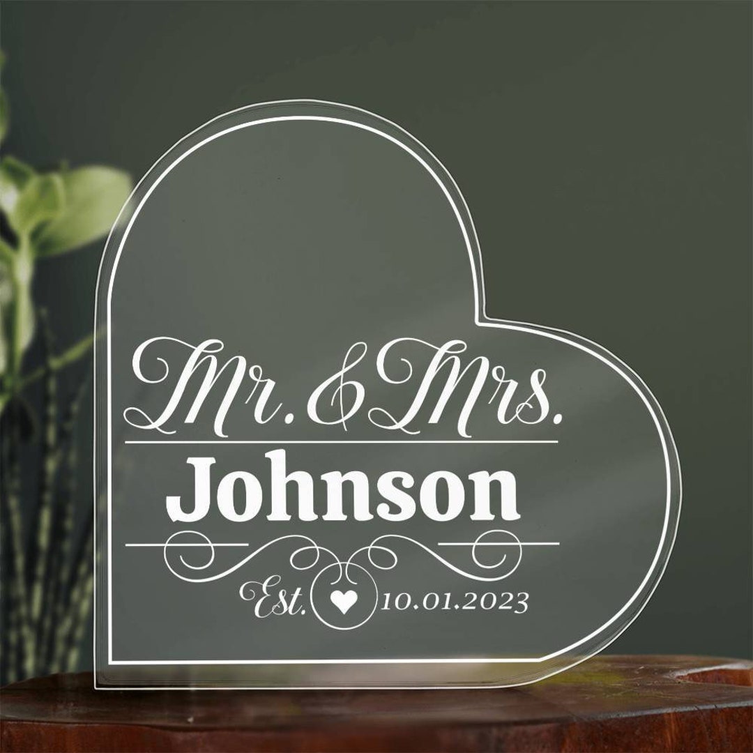 Custom Couples Gift Name Sign, Personalized Heart Sign, Wedding Gift ...