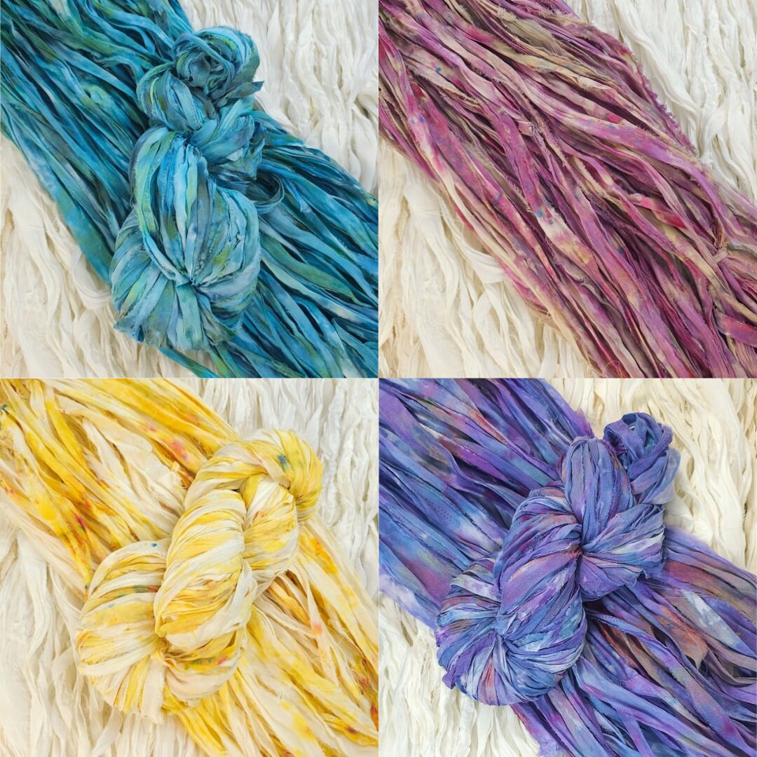 Taffy Ice-dyed Silk Chiffon Ribbon Recycled 100% Silk Indie Dyed ...