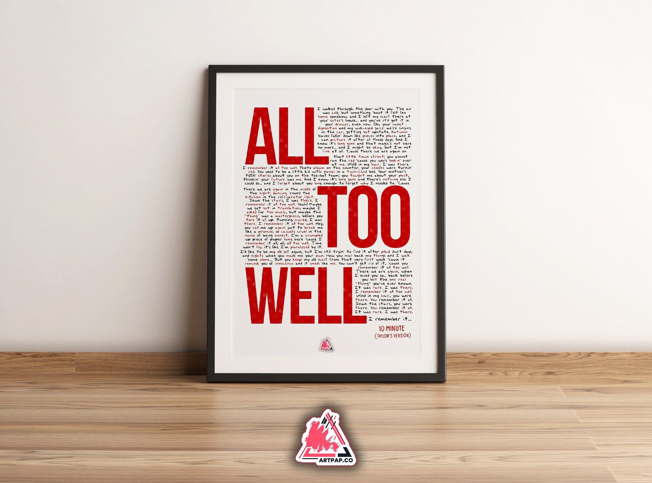 ALL TOO WELL Poster Print, Taylor taylor version Poster sold by Austin ...