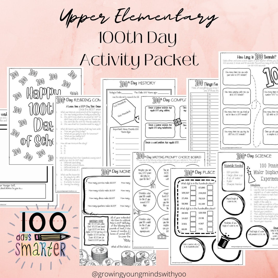 Upper Elementary 100th Day Activity Packet - Etsy