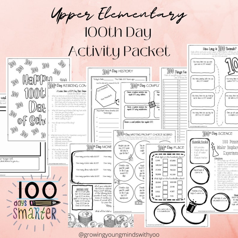 Upper Elementary 100th Day Activity Packet - Etsy