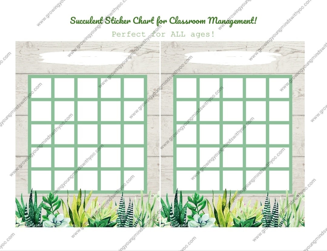 Succulent Sticker Chart for Classroom Management - Etsy