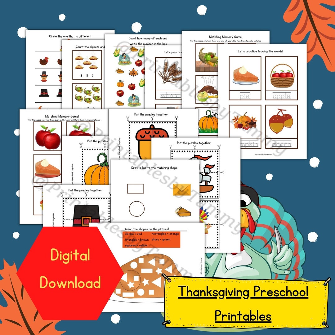 Thanksgiving Preschool and Daycare Fall Lesson Activity Printables ...