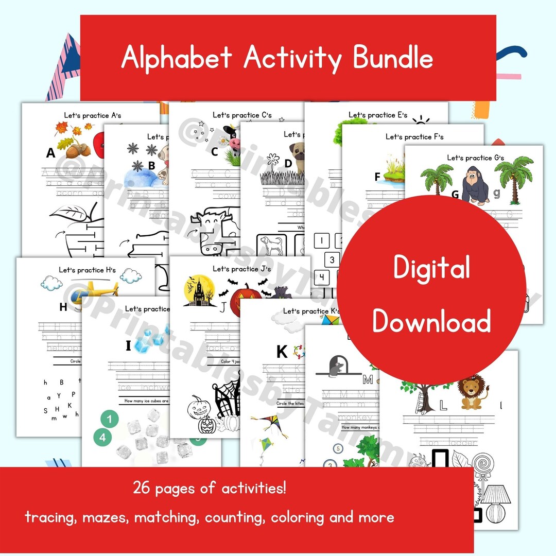 Preschool Alphabet Activity Bundle. Every Letter Has Tracing, and Other ...