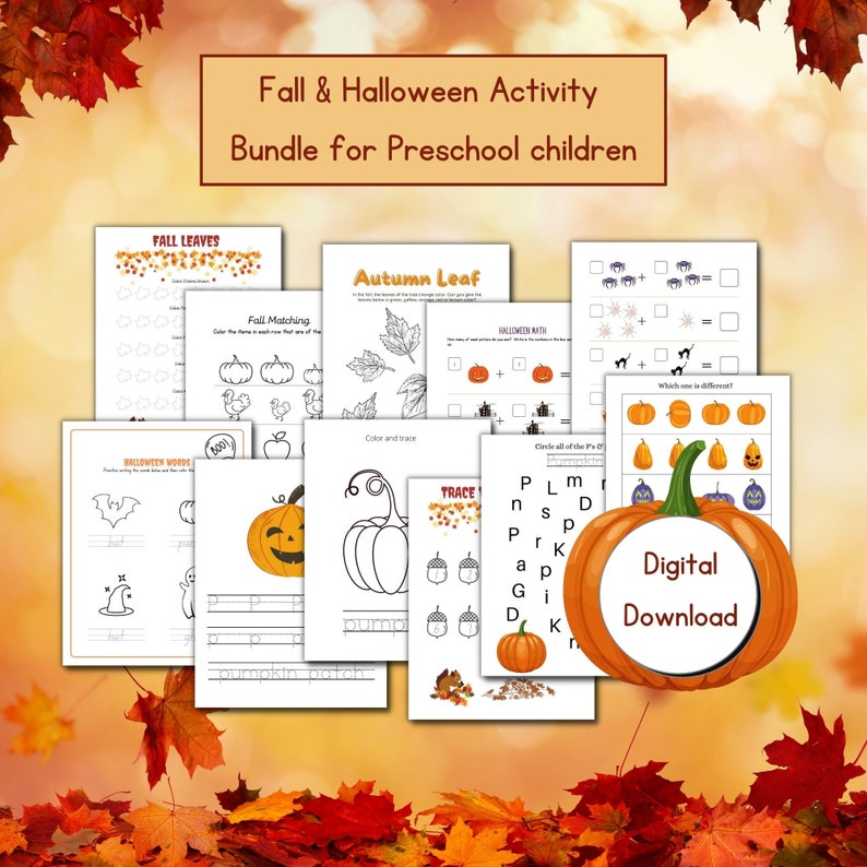 Fall & Halloween Preschool Printable Activity Bundle. - Etsy
