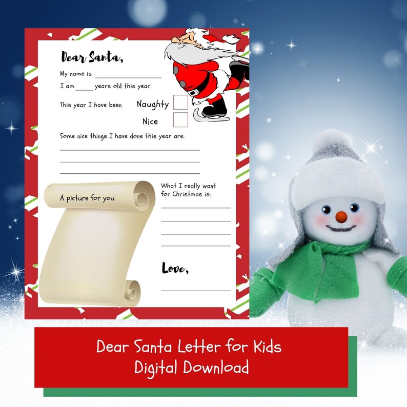 Dear Santa Letter for Kids Christmas List for Santa - Etsy