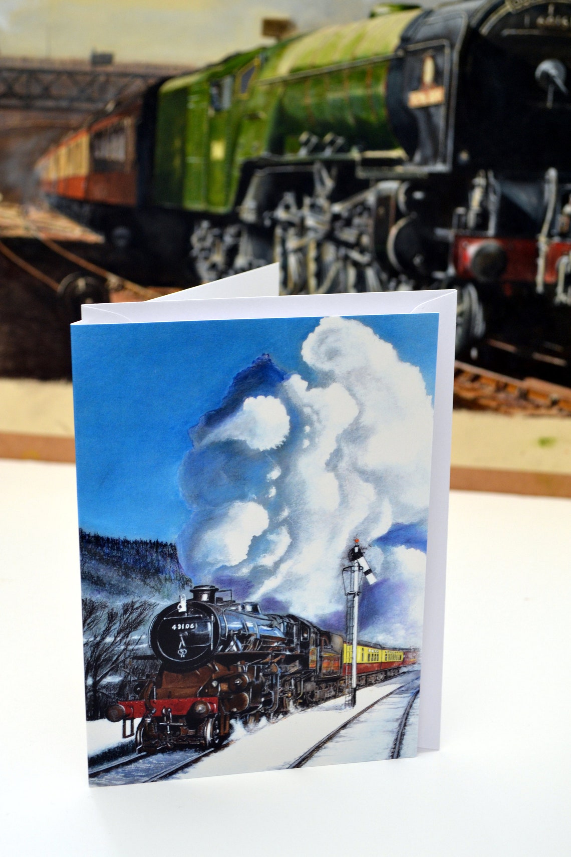 Steam Locomotive Greetings Card: Ivatt Mogul Train Art - Etsy UK