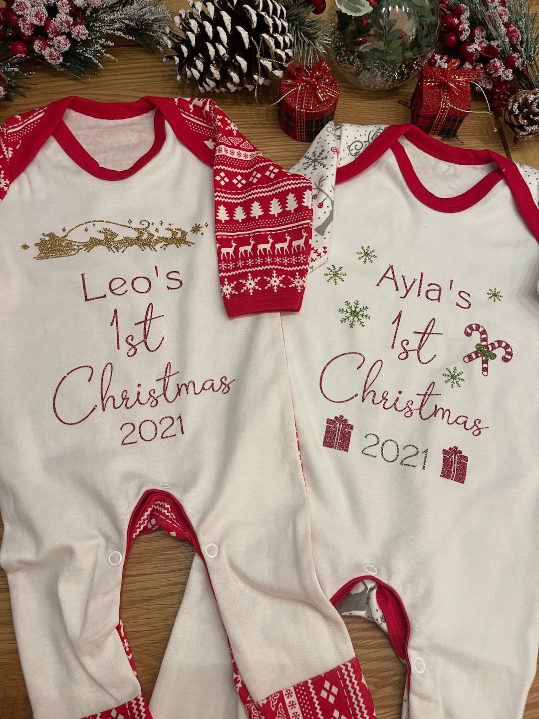Personalised First Christmas Baby Grows - Etsy UK