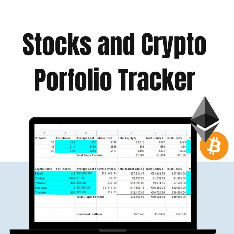 Crypto and Stock Portfolio Tracker Google Sheets Real Time - Etsy