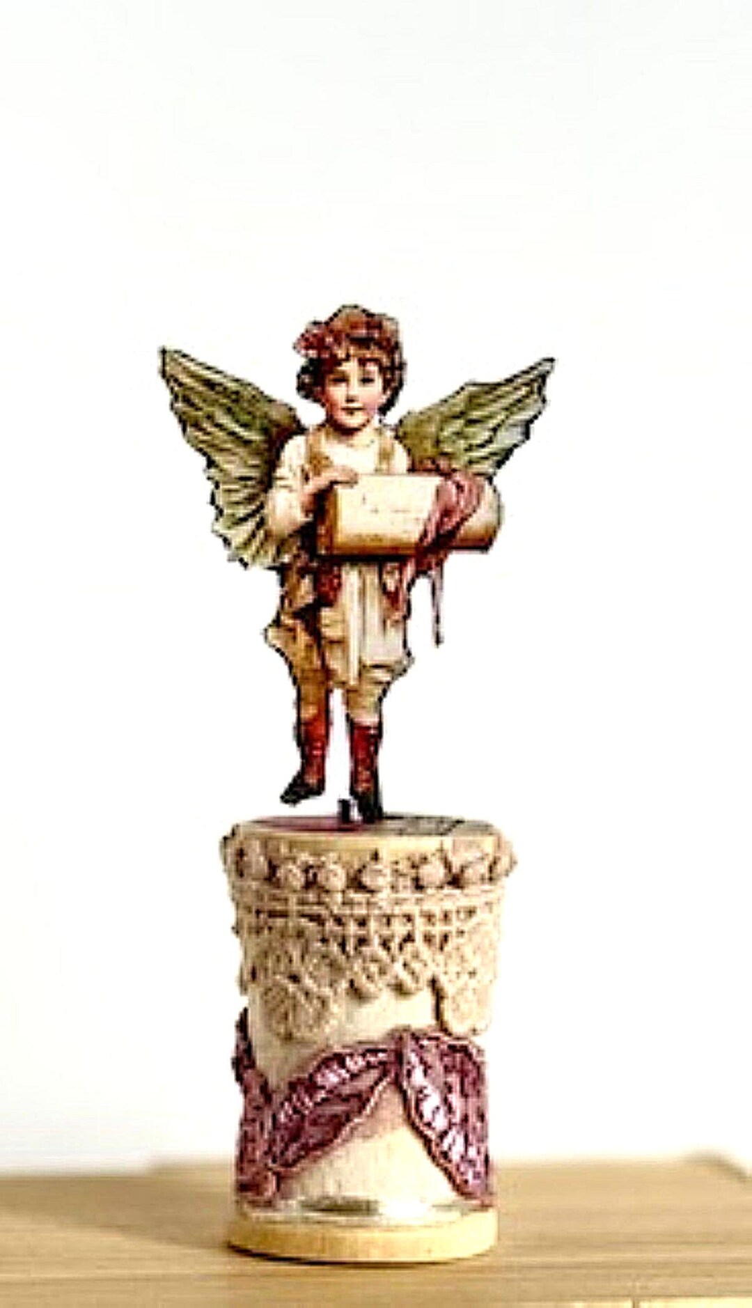 Vintage Angel on Spool With Vintage Lace - Etsy