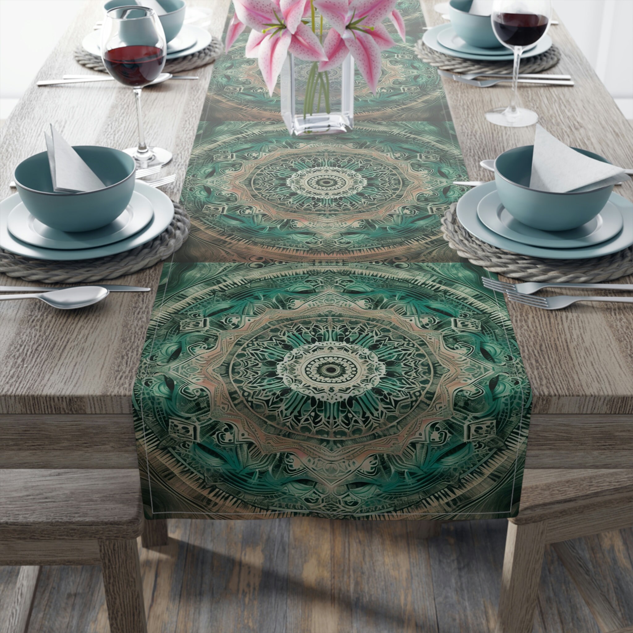 Bohemian Chic Mandala Table Runner, Fashion Dining Table Decor, Sacred ...