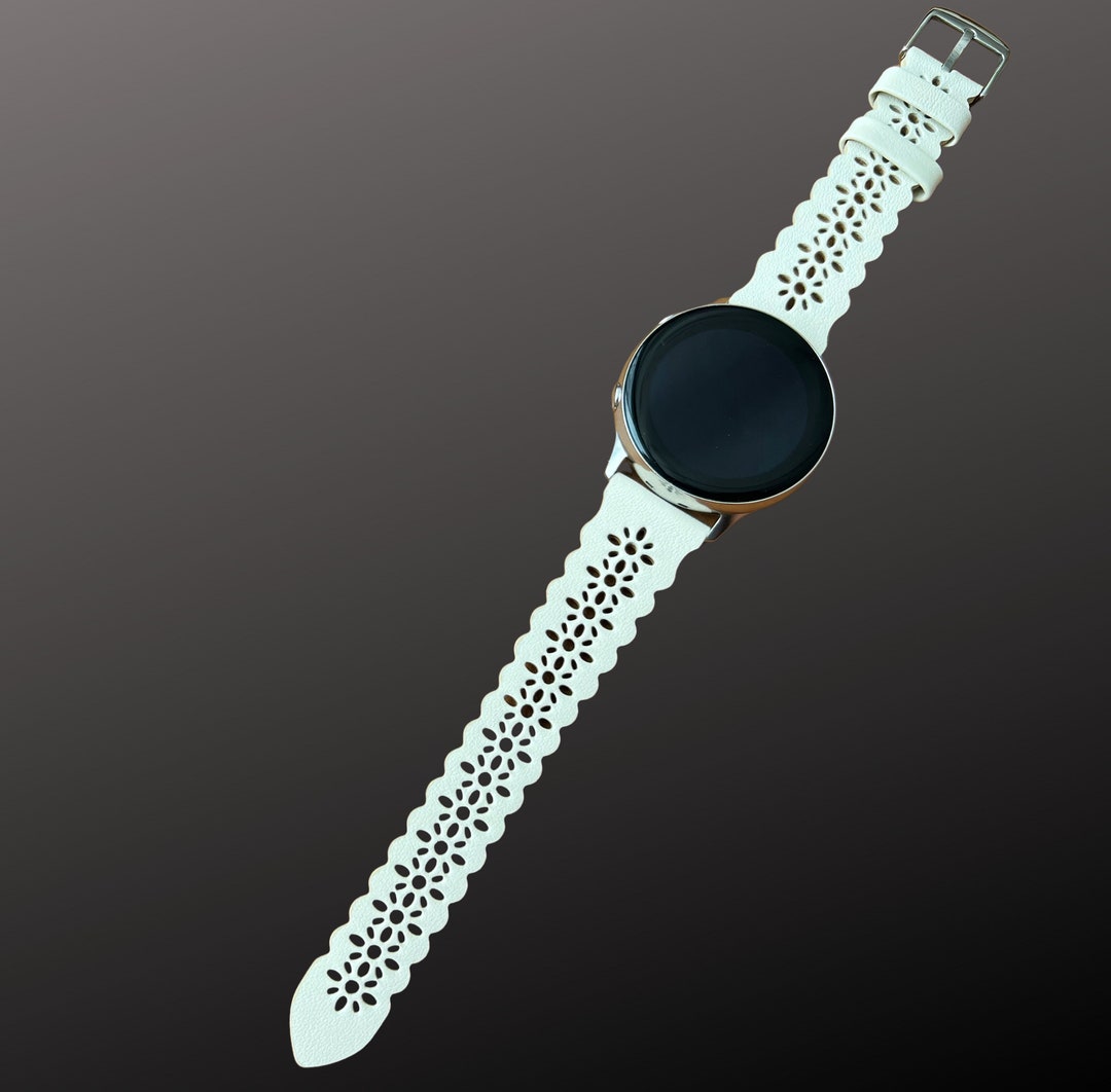 White Lace Laser Cut Samsung Galaxy Active Watch Band, Galaxy Watch 6 5 ...