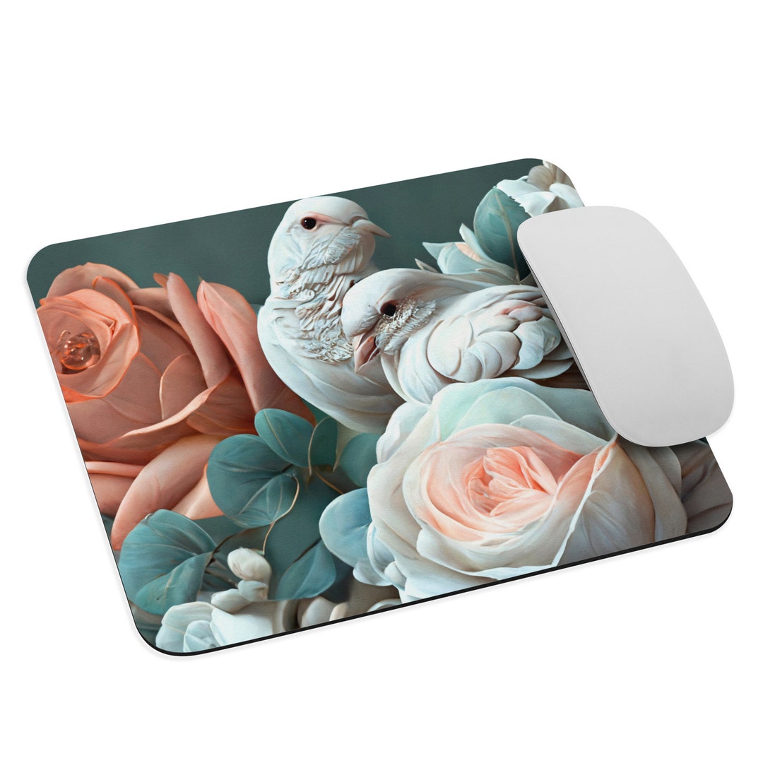 Dove Couple Mouse Pad, French Style Pastel Print House Pad, Desktop ...