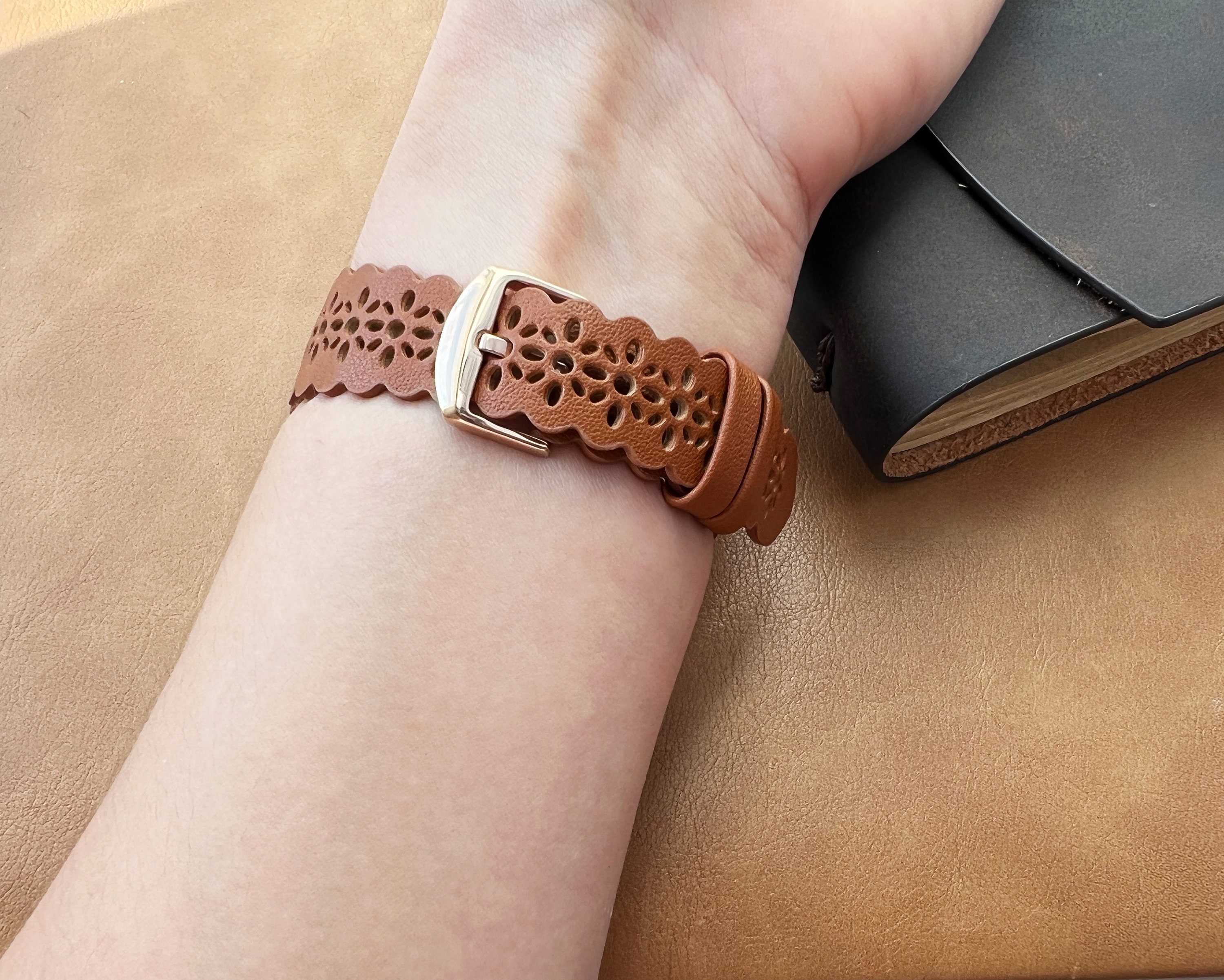 White Lace Laser Cut Samsung Galaxy Active Watch Band, Galaxy Watch 6 5 ...