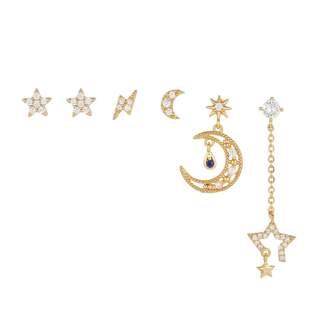 MULTIPLE PIERCING EARRINGS Set Minimalist Dangling Simple Drop - Etsy